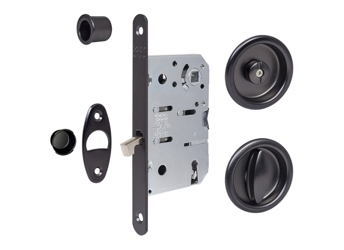 Black sliding door lock WC round | BestFix