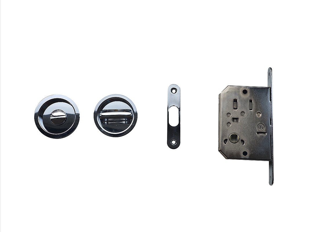 WC lock for sliding door in a chrome finish | Schuifdeursystemen.eu ...