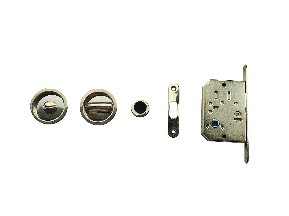 WC lock for sliding door in brass finish | Schuifdeursystemen.eu | BestFix